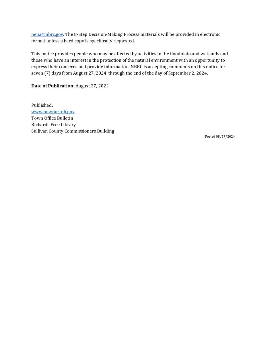 Final Notice and Public Review of a Proposed Activity in a Floodplain ...